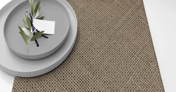 Bej Hasır Görünümlü Premium Masa Örtüsü Runner RNR371